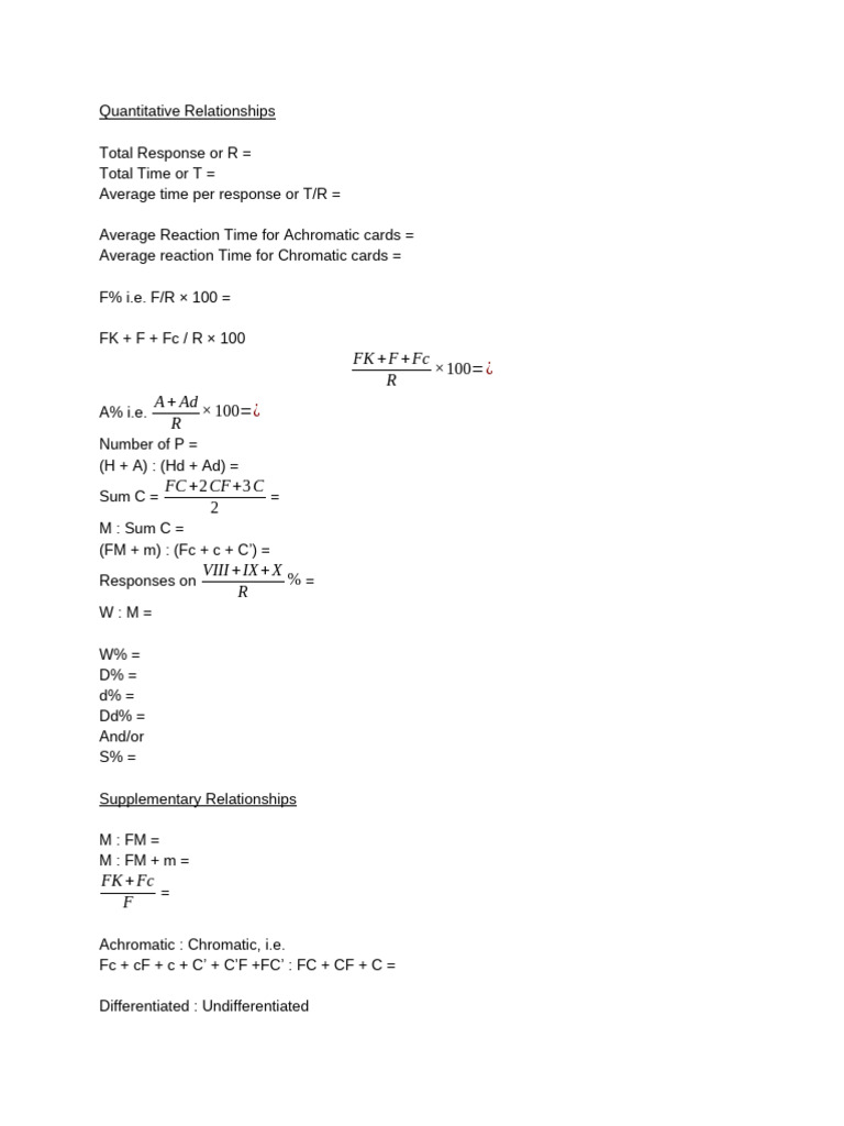 Rorschach Data Sheet-1 | PDF
