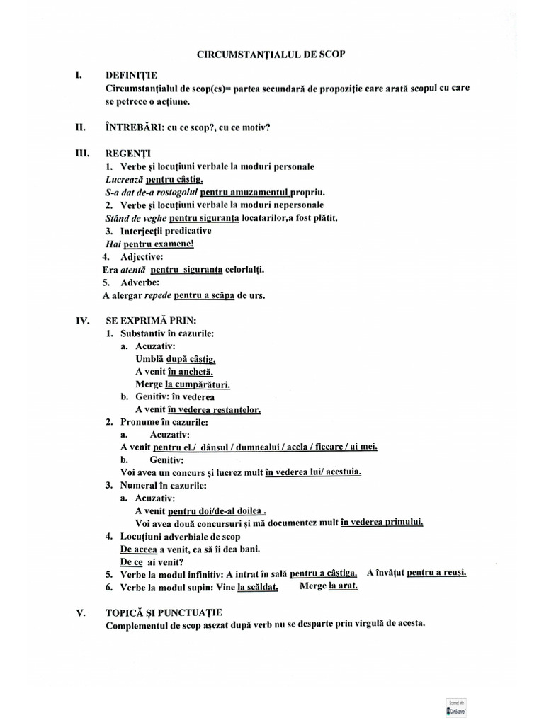 Circumstanțialul de Scop | PDF