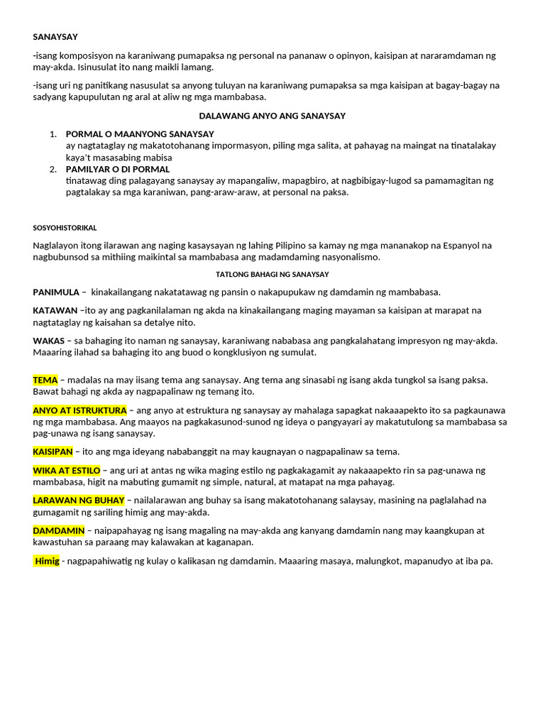 SANAYSAY | PDF