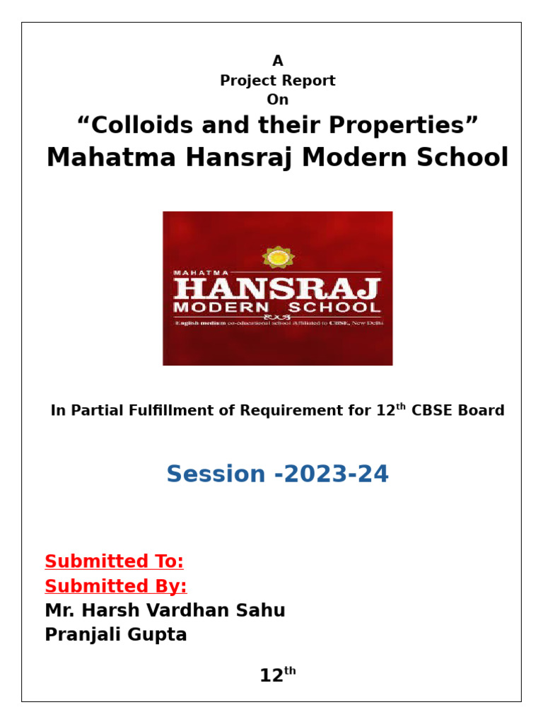 Nancy Project Chemistry | PDF | Colloid | Emulsion