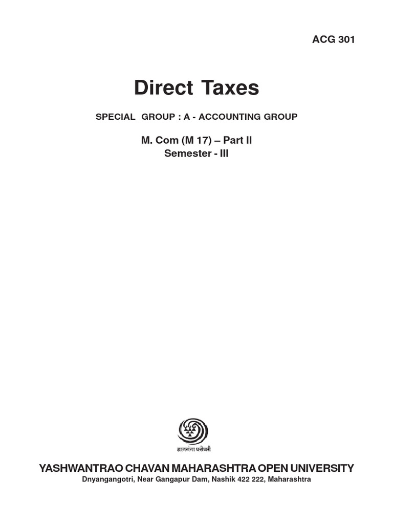 ACG 301 - Direct Taxes m Com for Taxation Class | PDF | Expense | Tax ...