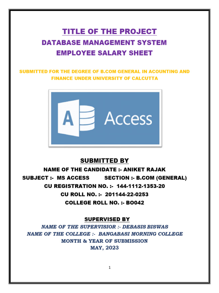 MS Access ANIKET | PDF | Microsoft Access | Information Technology