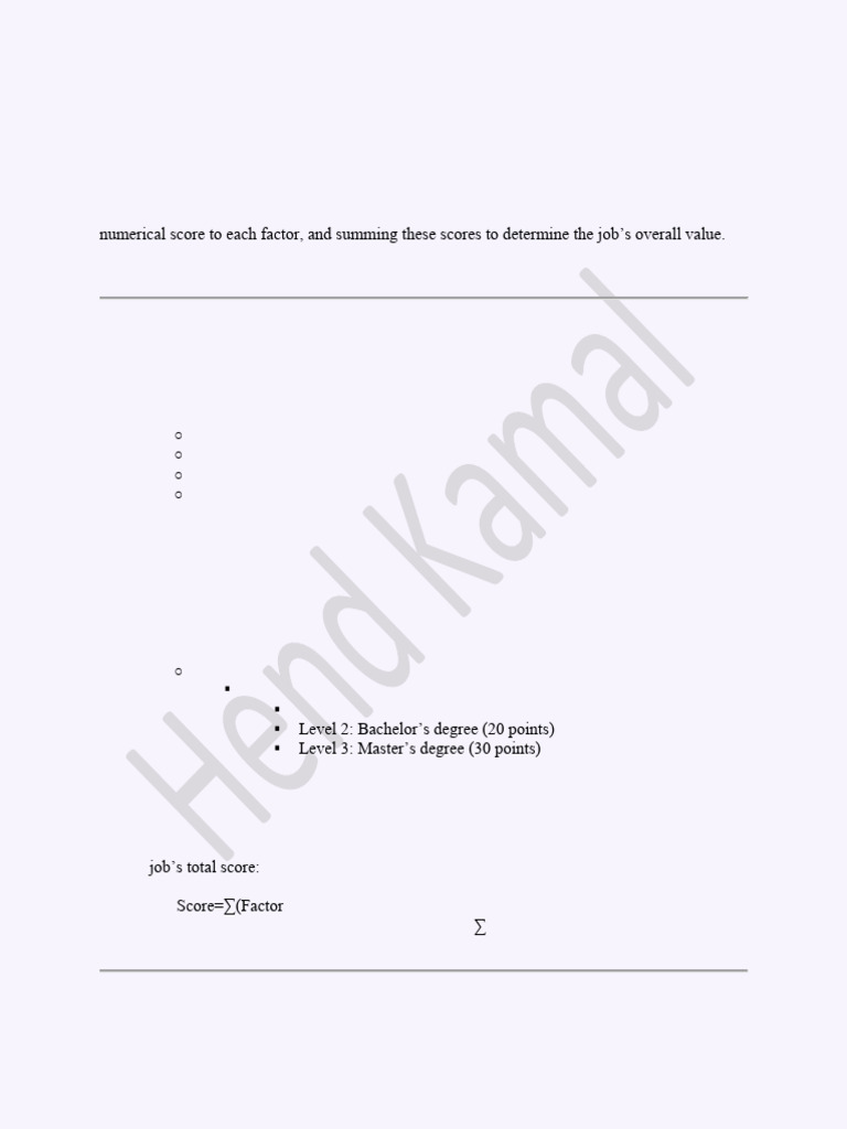 Point Factor Method in Job Evaluation | PDF | Evaluation | Occupational ...