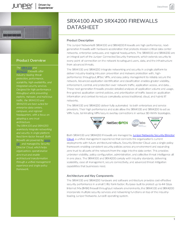 srx4100-4200 Firewall - Datasheet | PDF