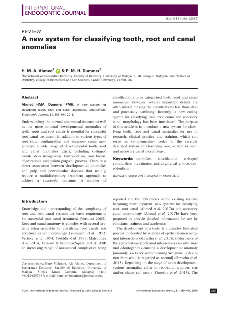 Dental Anomaly Classification Guide | PDF | Dentistry | Dentistry Branches