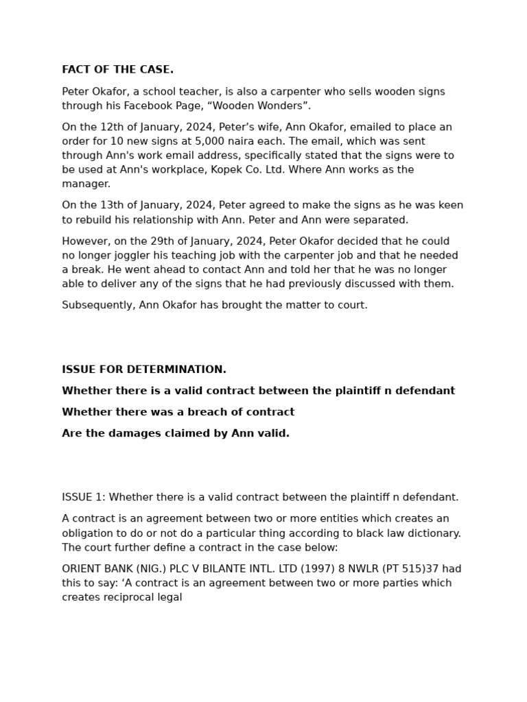 Labinjoh v. Abake Case Summary | PDF | Offer And Acceptance | Consideration
