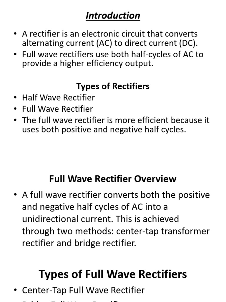 Full Wave Rectifier Presentation | PDF | Rectifier | Direct Current