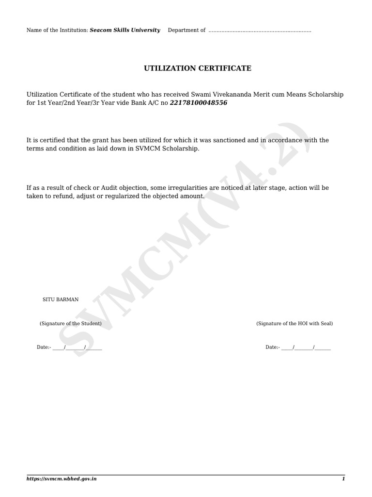 Utilization Certificate (1) | PDF
