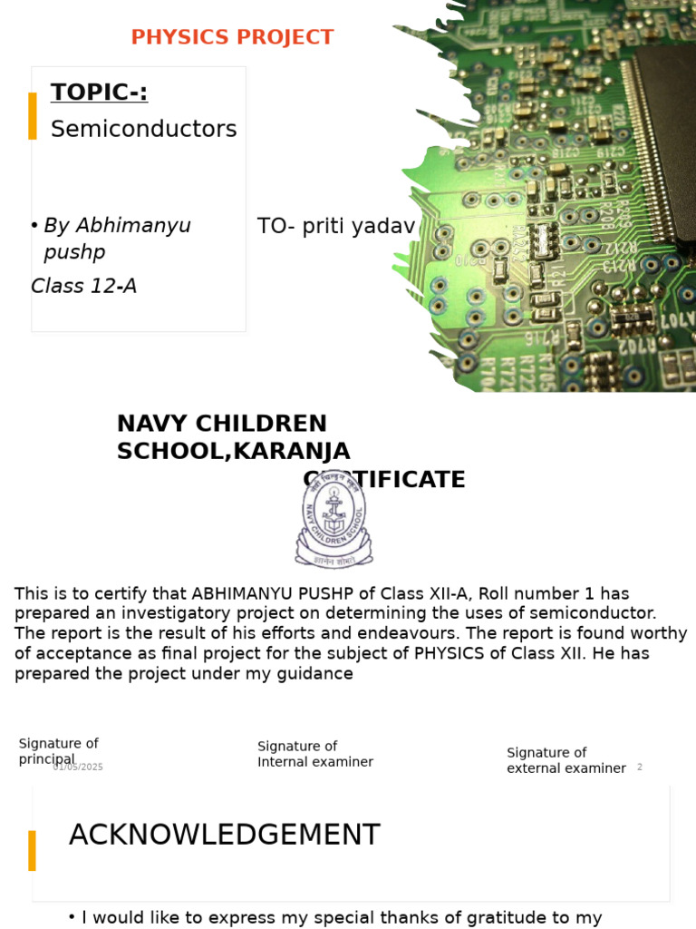 Abhimanyu's Semiconductor Project Report | PDF | Semiconductors | Physical Sciences