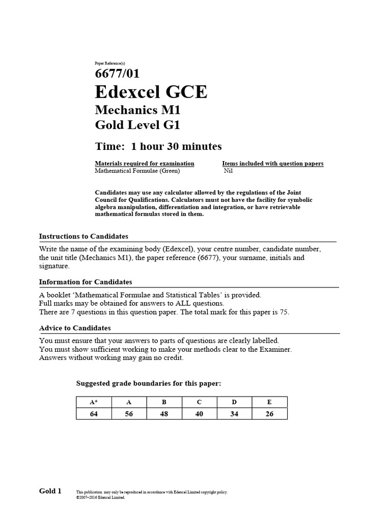 11 Gold 1 - M1 Edexcel | PDF | Tension (Physics) | Force