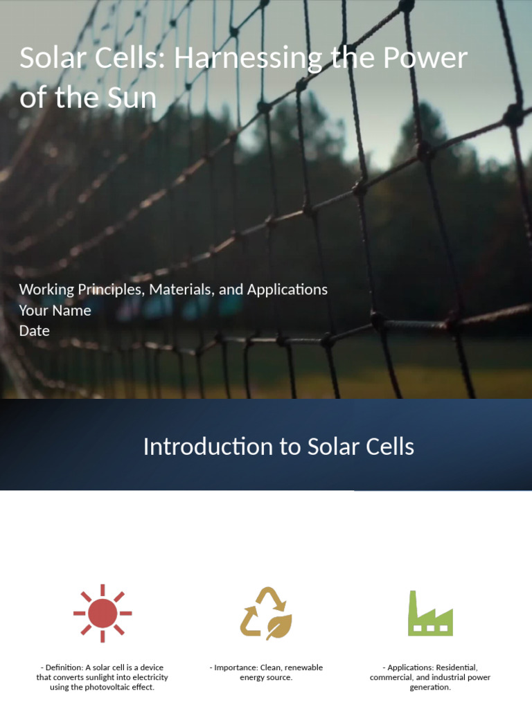 Solar Cells: Principles and Applications | PDF | Solar Cell | Solar Panel