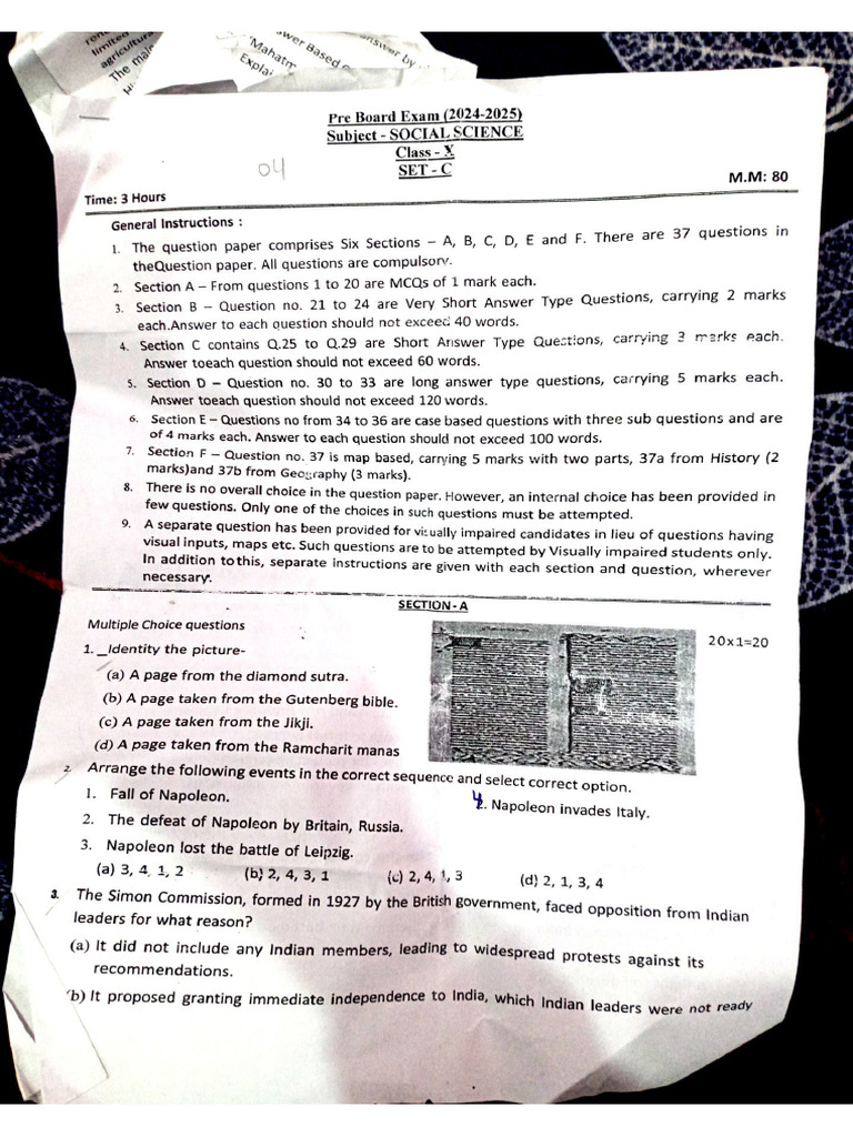 SST Ques Paper of Set-C Preboard Class 10 | PDF