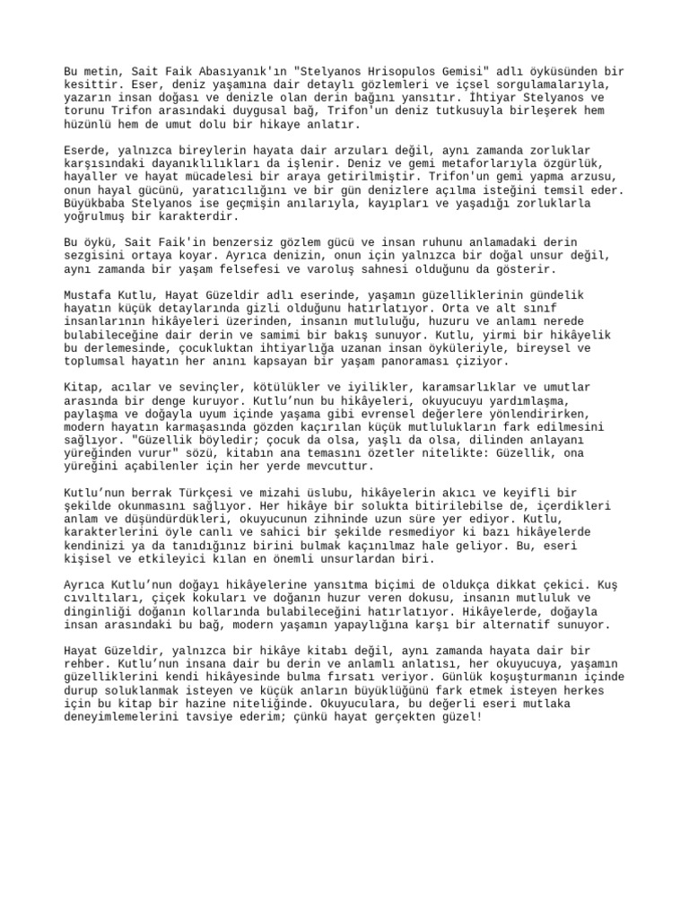 Gemi Sevdası Sait Faik Ve Mustafa Kutlu | PDF