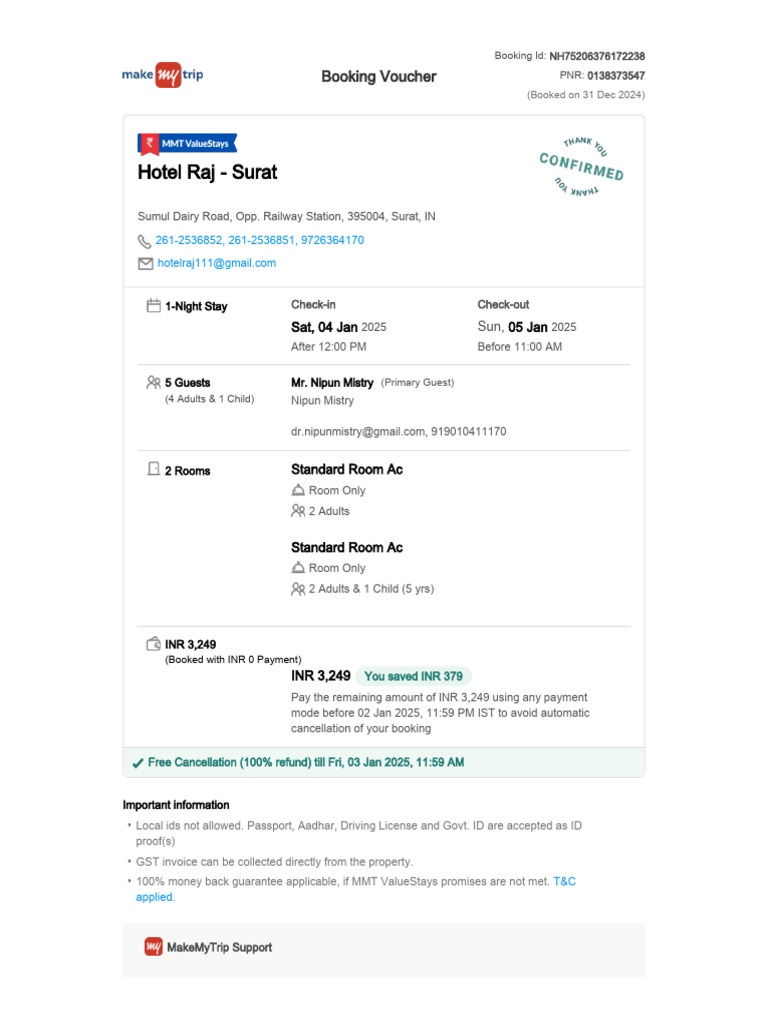 Booking Confirmation Voucher | PDF