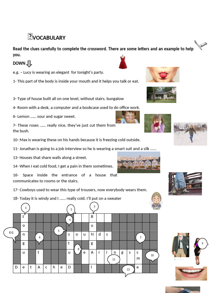 Vocabulary Crossword for Learners | PDF