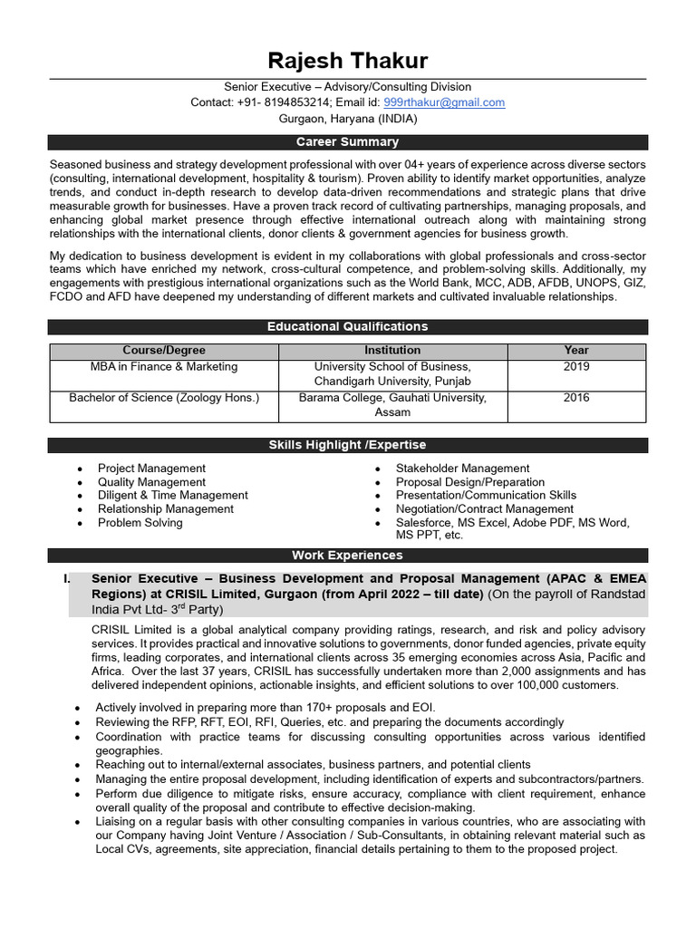 Rajesh official CV | PDF | Business | Economies