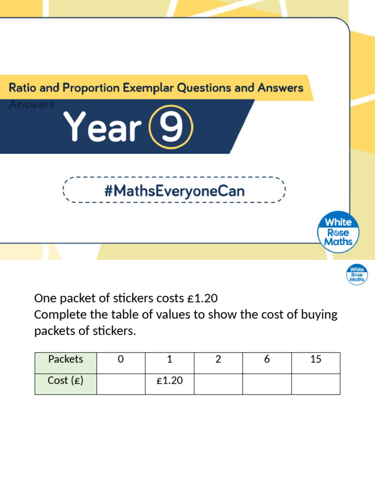 WRM Y9 Ratio and Proportion Exemplar Questions and Answers | PDF ...