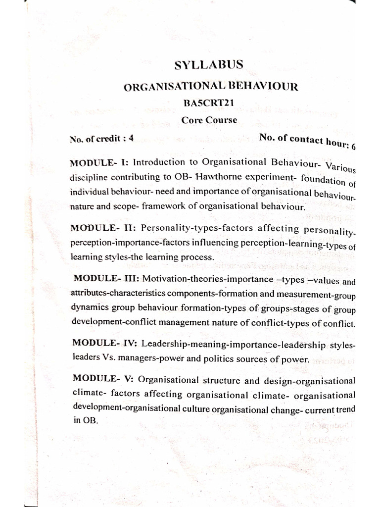 OB - Module 1, 2, 5 Study Material | PDF