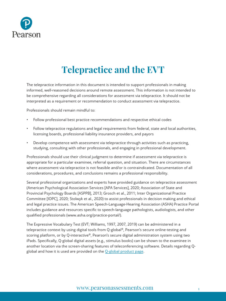 Telepractice and The Evt | PDF | American Psychological Association ...