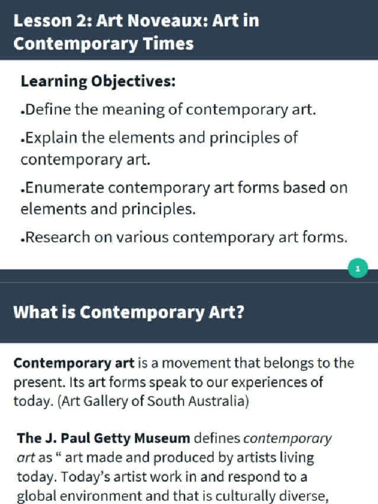 Module 2 Contemporary Arts The Art Noveaux Art in Contemporary ...