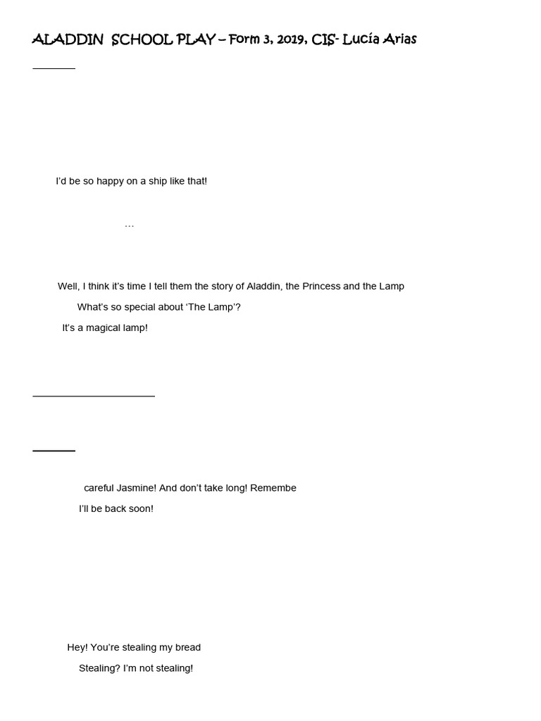ALADDIN SCHOOL PLAY | PDF