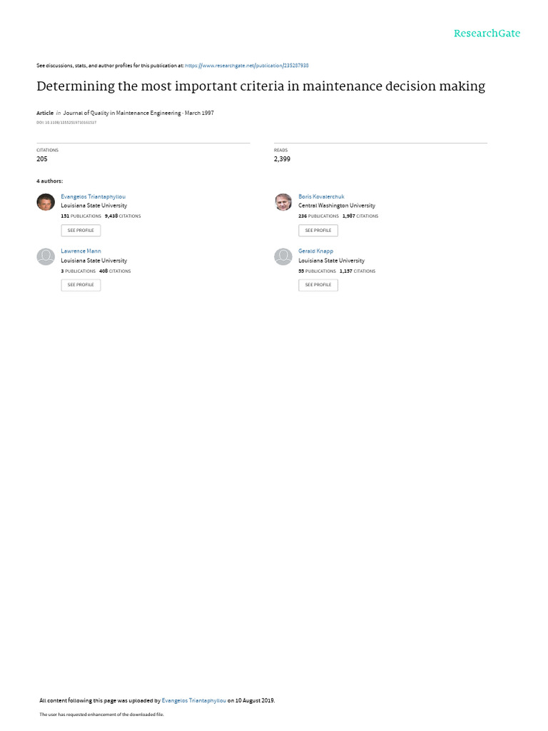 Maintenance Sensit Analysis by TRIANTA1 | PDF