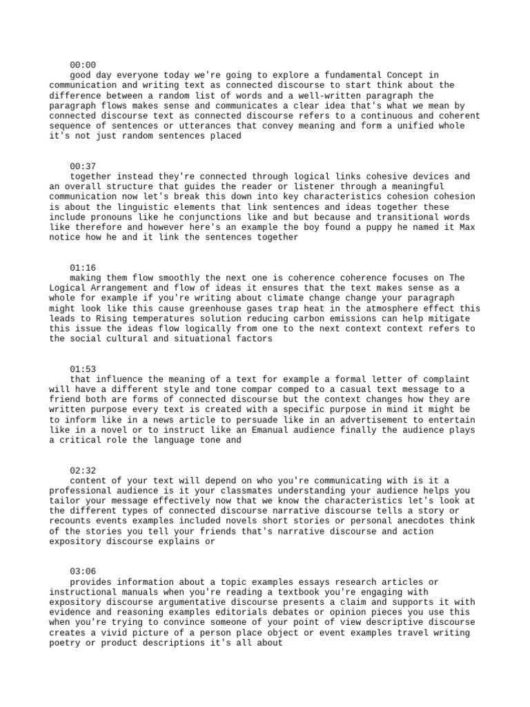 Text As Connected Discourse | PDF | Essays | Narrative