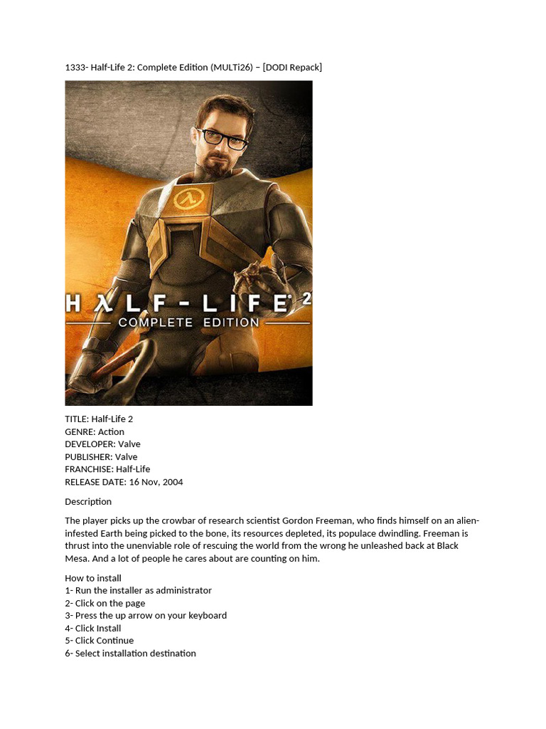 HL2 Complete DODI Repack INFO | PDF