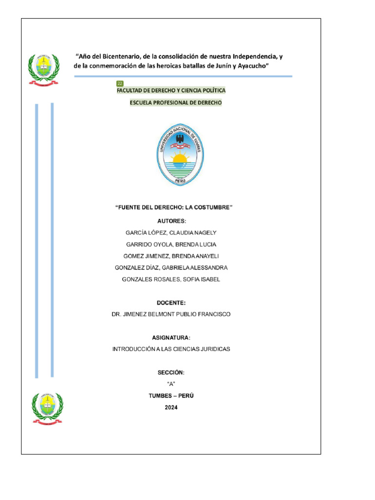 CE-Monografia grupo 03 -LA COSTUMBRE COMO FUENTE DEL DERECHO | PDF CE-Monografia grupo 03 -LA COSTUMBRE COMO FUENTE DEL DERECHO | PDF