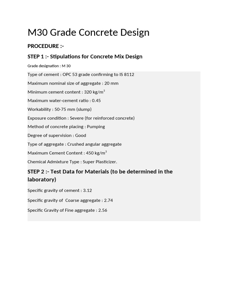 M30 Concrete Mix Design Guide | PDF | Concrete | Civil Engineering