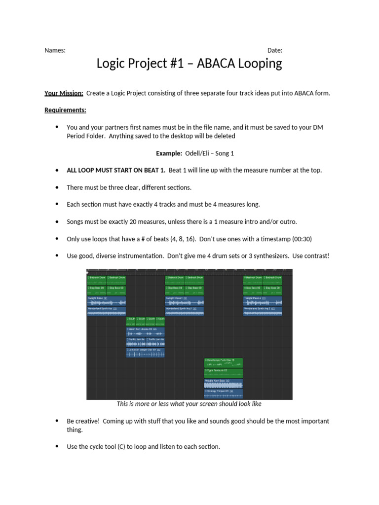 Logic Project #1 - ABACA Looping: Your Mission: Requirements | PDF