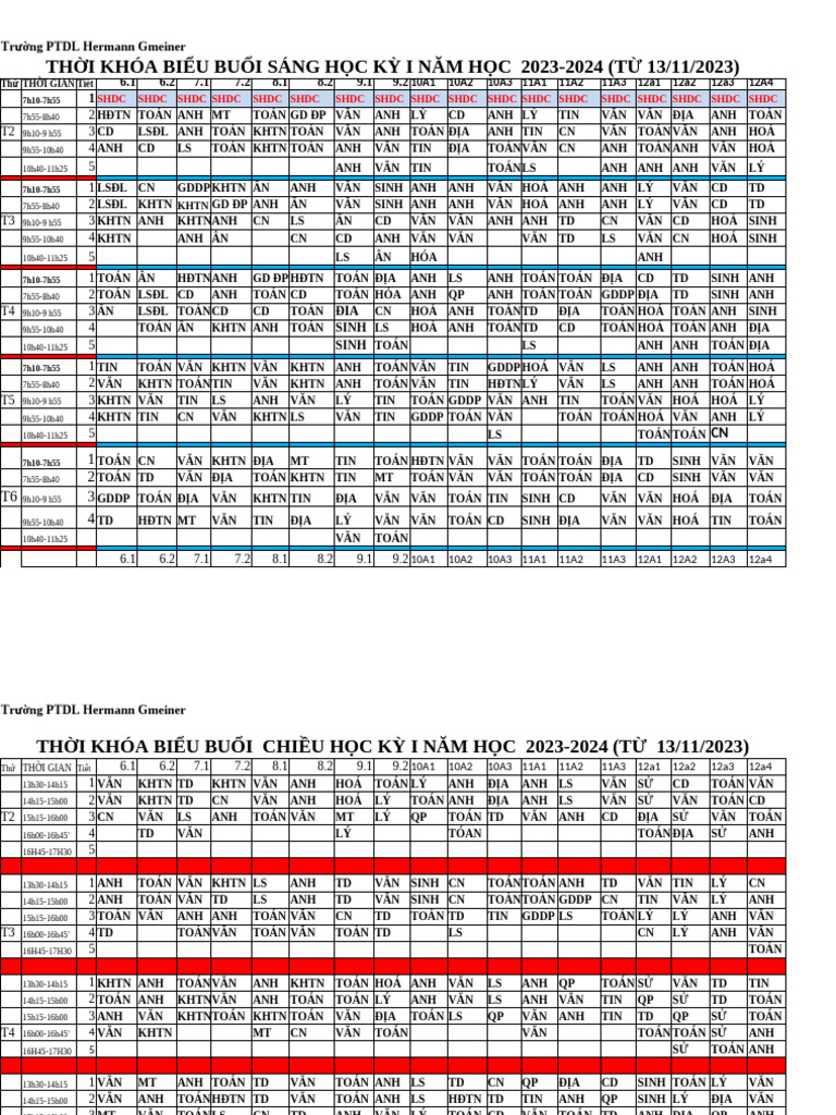 TKB TỪ 13-11-2023 | PDF