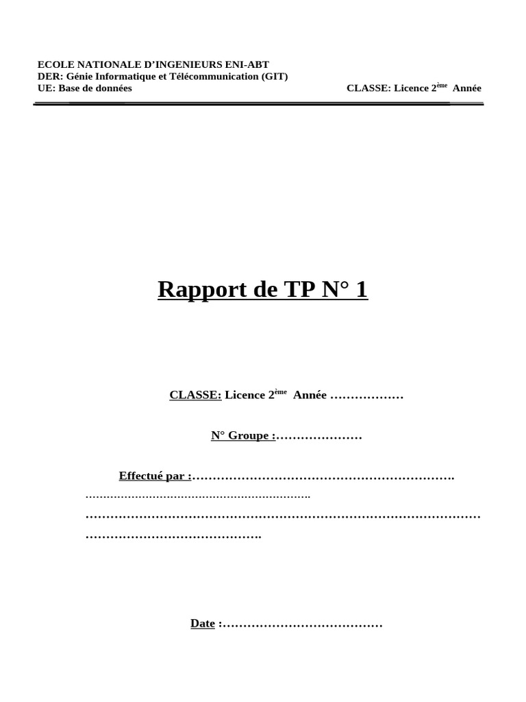 Rapport TP1-BD - Git - 19-12-2024 | PDF