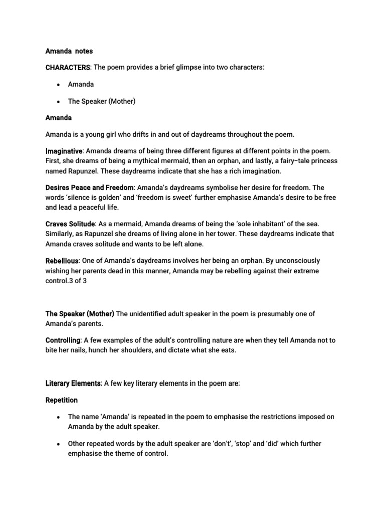 Amanda notes | PDF | Poetry