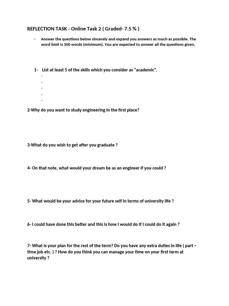 Refelection Task - Online Graded Assignment 2024 | PDF