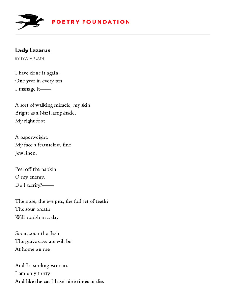 Lady Lazarus - The Poetry Foundation | PDF | American Poetry