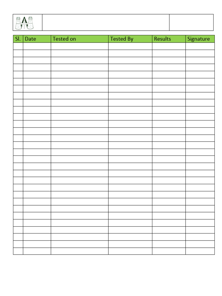 Alcohol Test Record Sheet | PDF