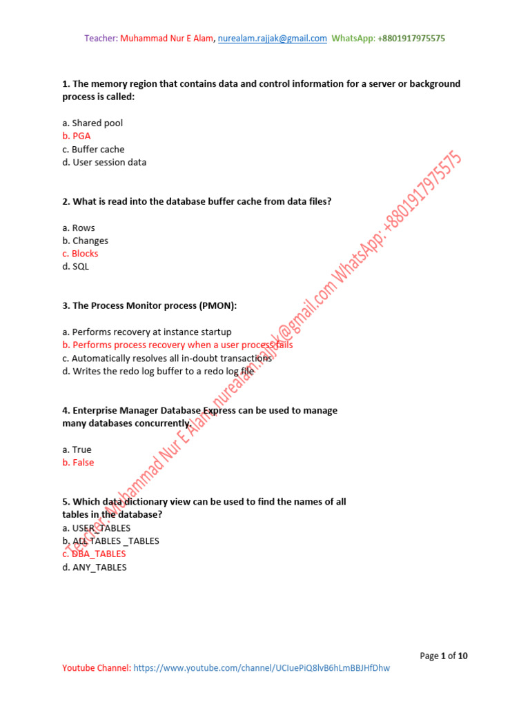 2. DBA MCQ (MCQ 50) From Muhammad Nur E Alam for DBA for Students | PDF ... 2. DBA MCQ (MCQ 50) From Muhammad Nur E Alam for DBA for Students | PDF ...