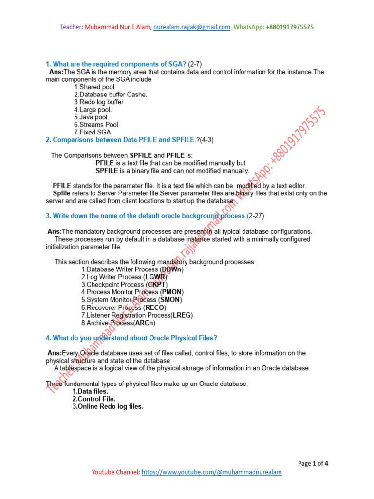 Descriptive - (22 Question) With Ans-from-Muhammad Nur E Alam-For DBA-For-DDD-With Ans | PDF ...