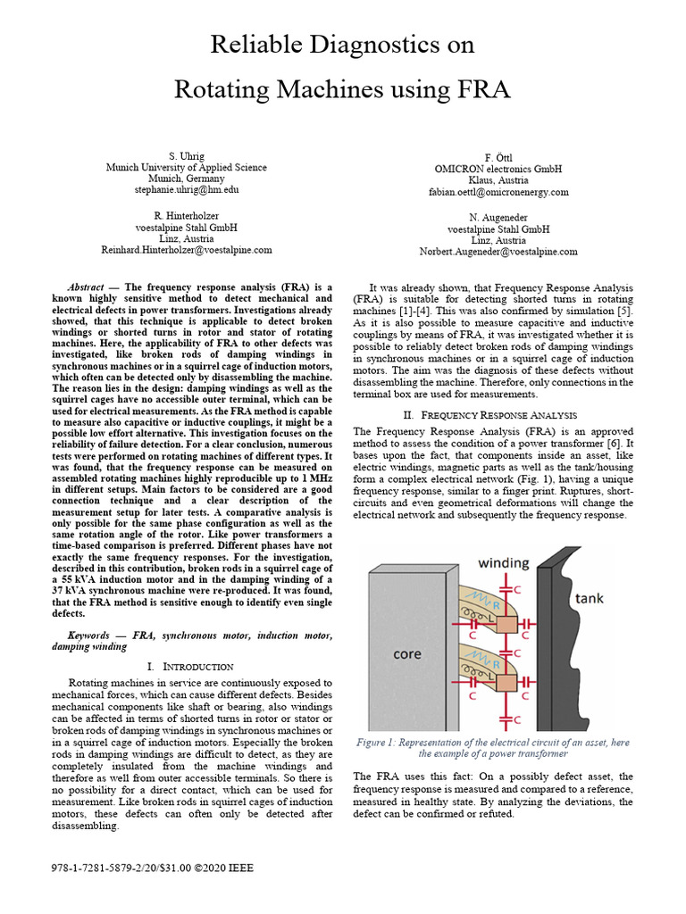 Reliable Diagnostics on Rotating Machines Using Fra | PDF | Electric Motor | Manufactured Goods