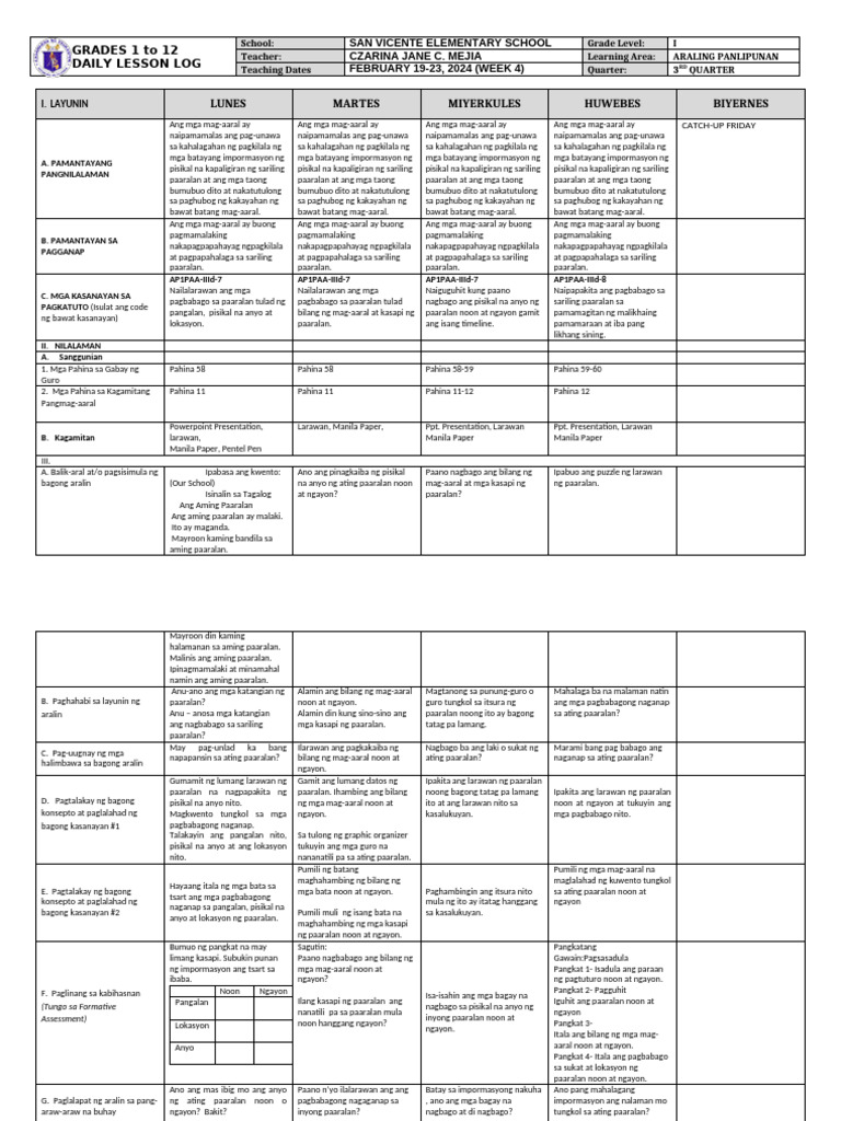 DLL Araling-Panlipunan-1 Q3 W4 | PDF