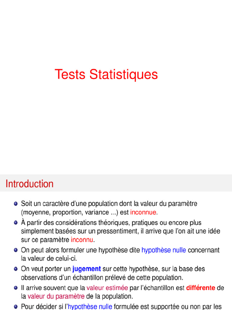 Tests Statistiques Partie 1-1 | PDF