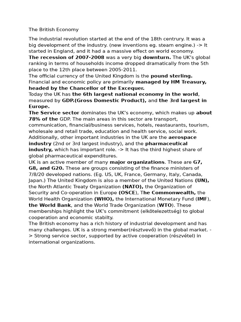 Overview of the British Economy | PDF