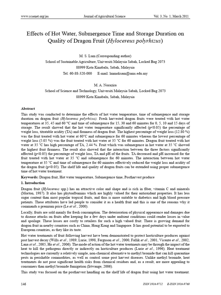 Effects of Hot Water Submergence Time and Storage | PDF | Chemistry