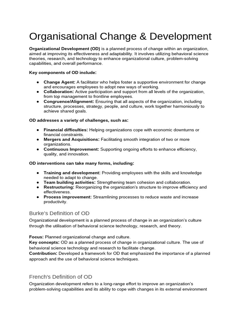 Chapter 1 - Organisational Change & Development | PDF | Organization Development | Leadership