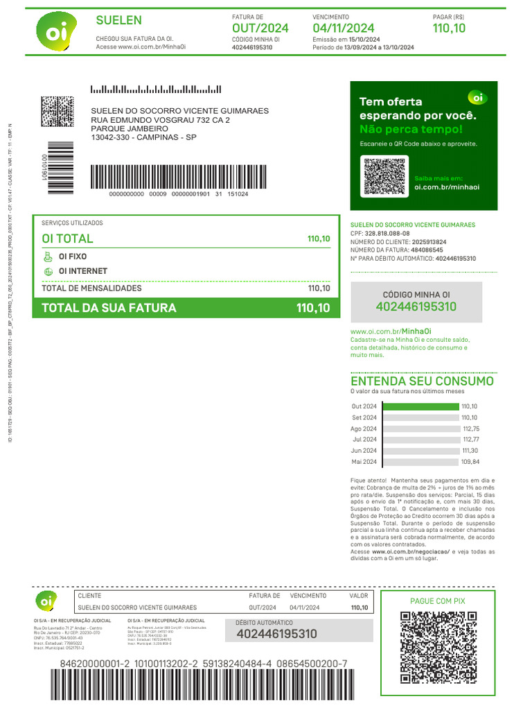 fatura | PDF | Telecomunicações | Brasil