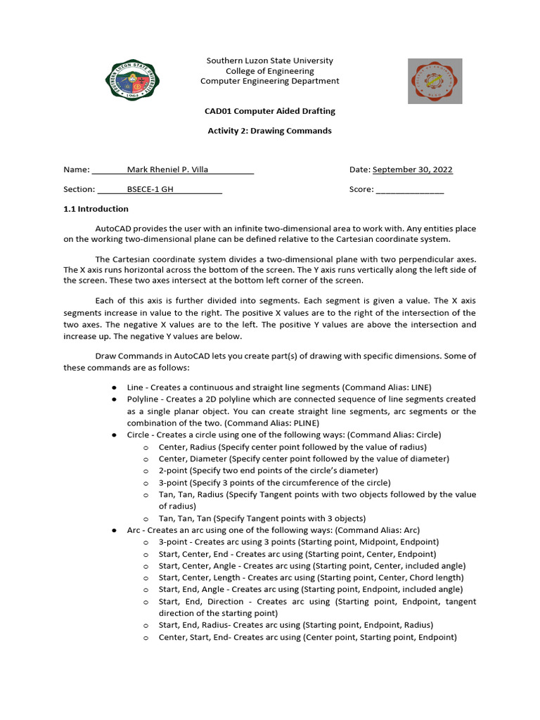 Cad01 Activity 2 Pdf Ellipse Circle