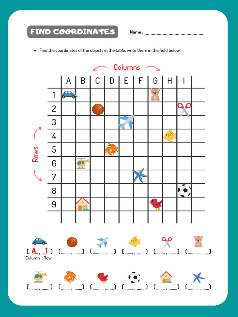 Finding Coordinates Coding Worksheet Primary School Activity Activity ...