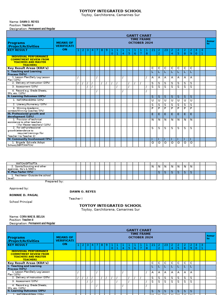 gantt chart | PDF | Behavior Modification | Reading (Process)