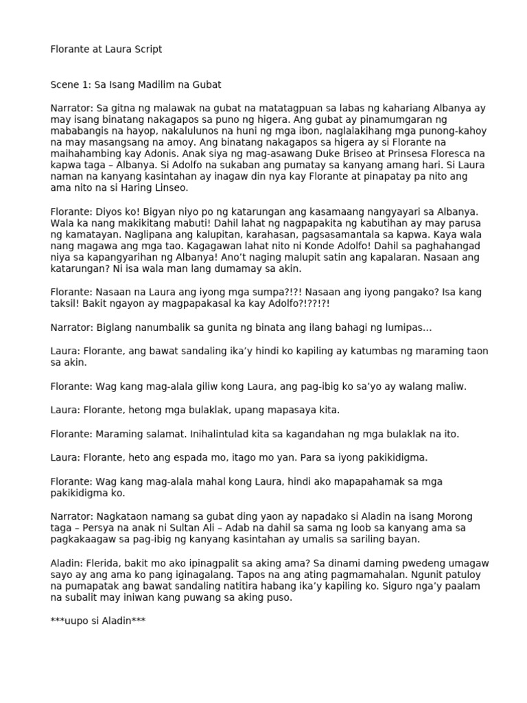 Florante at Laura Script | PDF